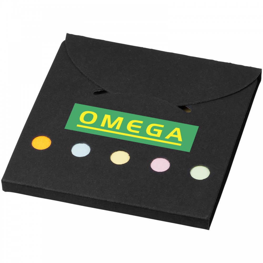 Printed Deluxe coloured sticky notes set, solid black (Sticky notes)